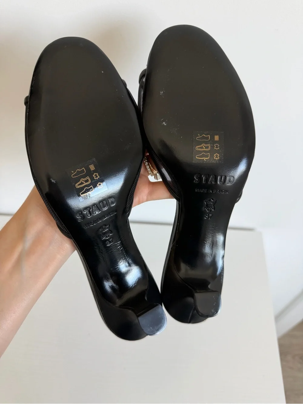 STAUD | Shoes | Staud Nwot 37 Brigitte Mules Black Mesh Leather | Poshmark